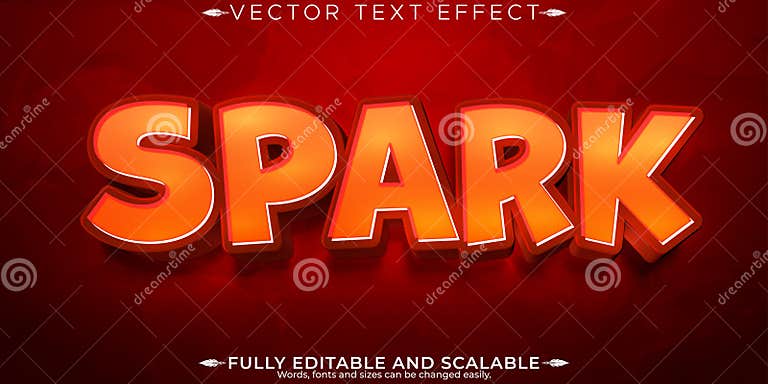 Spark Text Effect, Editable Fire and Flame Text Style Stock Vector ...