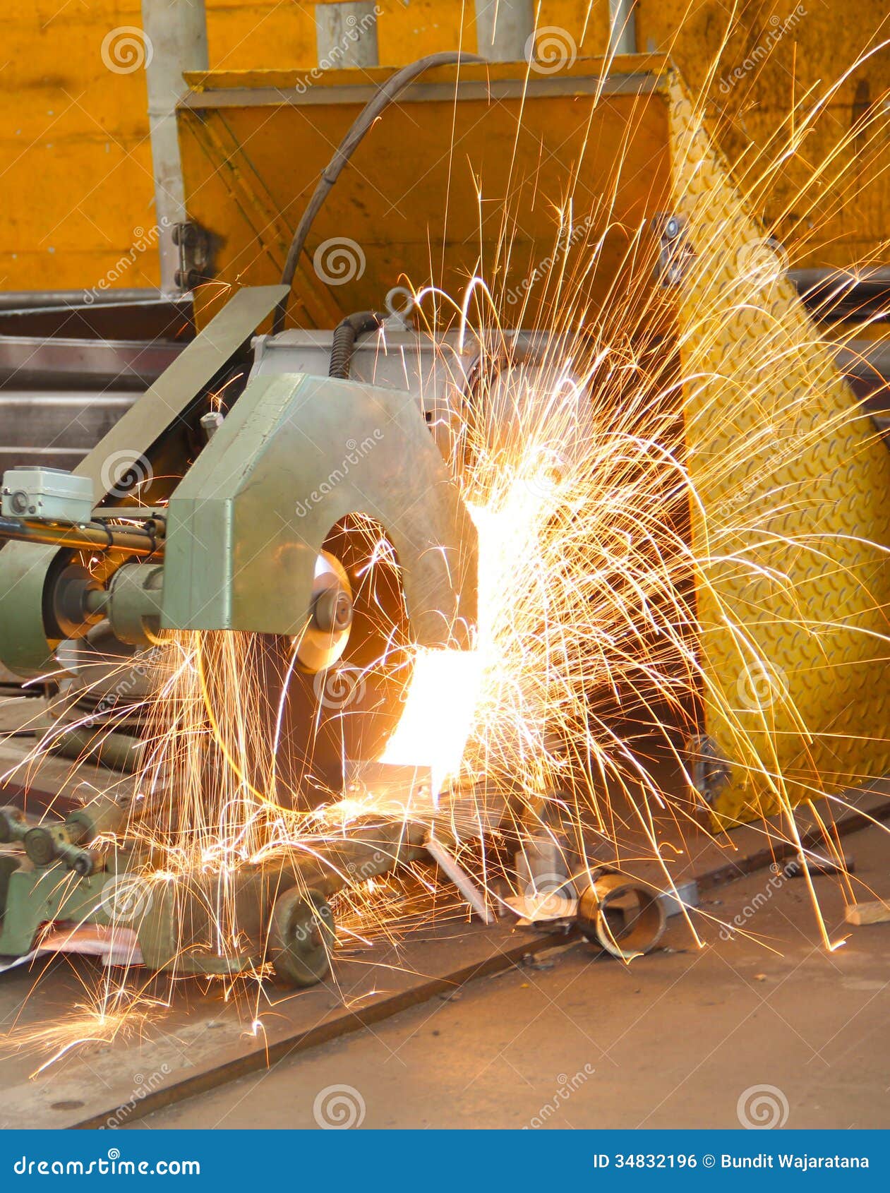 Sparking of Cutting Machine Stock Photo - Image of sawblade, power ...