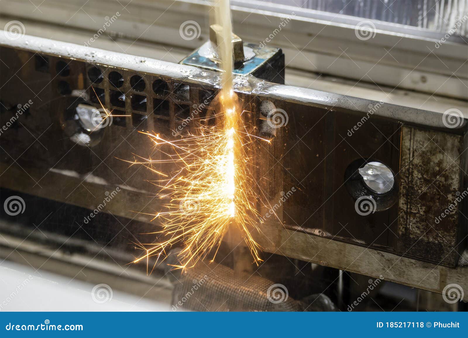 The Sparking Light from Wire-EDM Machine. Stock Photo - Image of metal ...