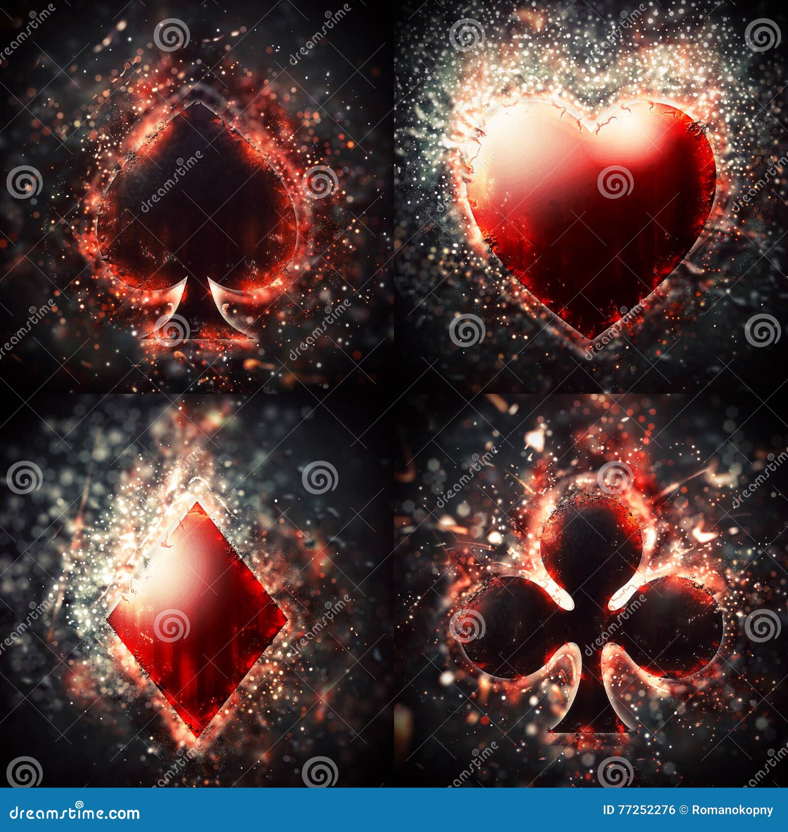 Sparkle card suits stock illustration. Illustration of heart - 77252276