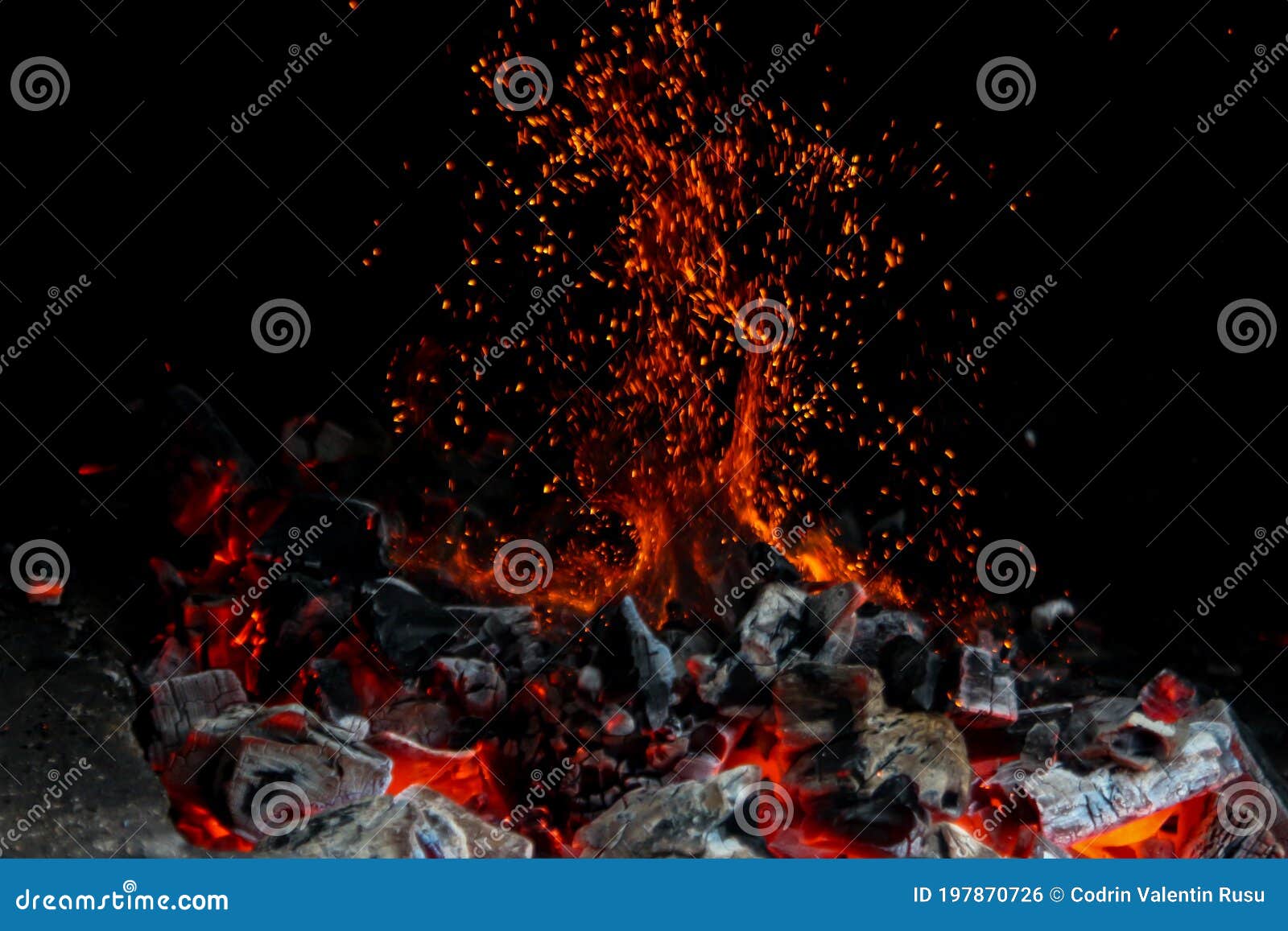 Sparkle of Fire and Coal Burning Stock Photo - Image of flame, burning ...