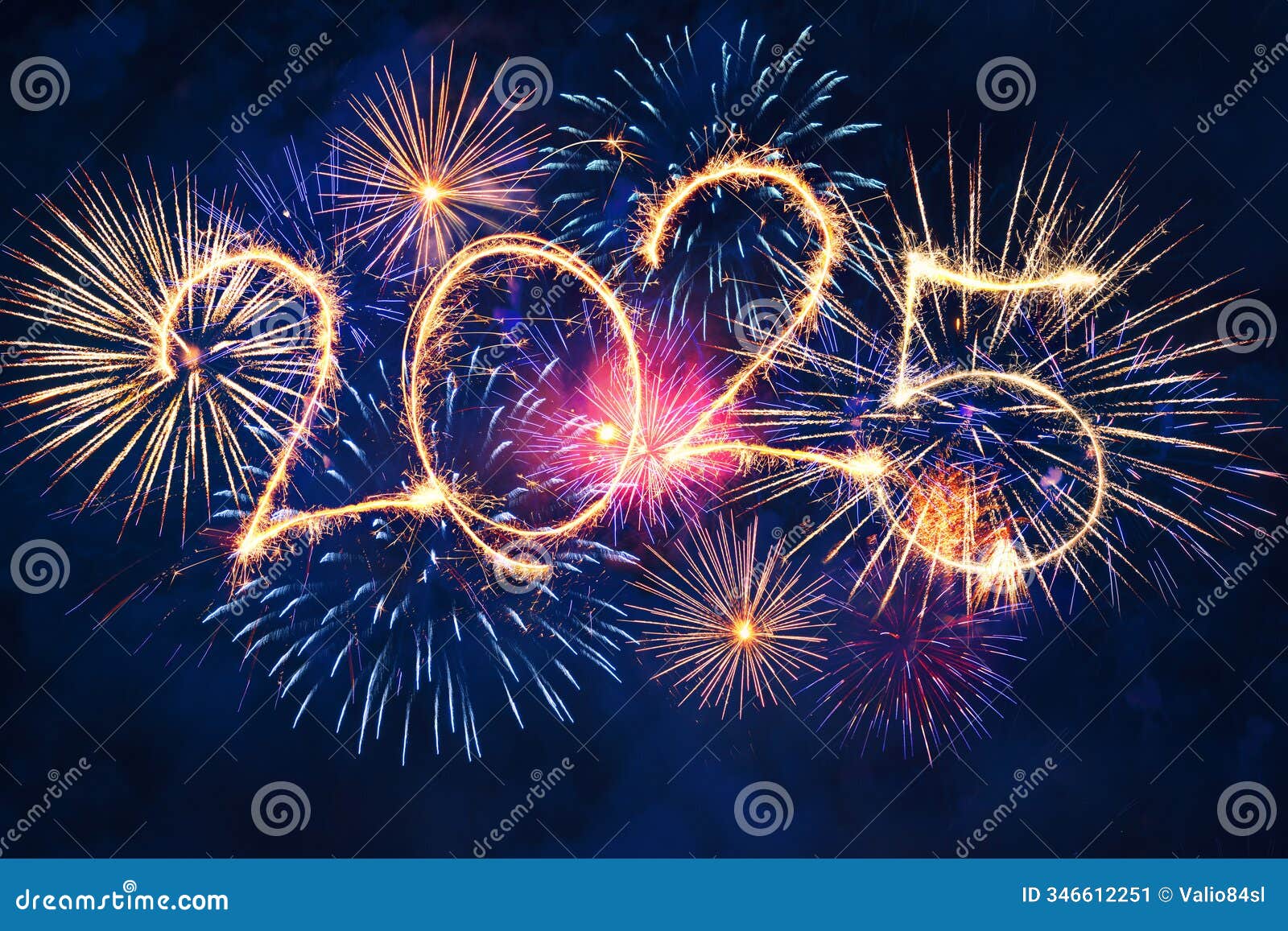 Sparkle Firework On Black Background, Happy New Year 2025 Concept ...