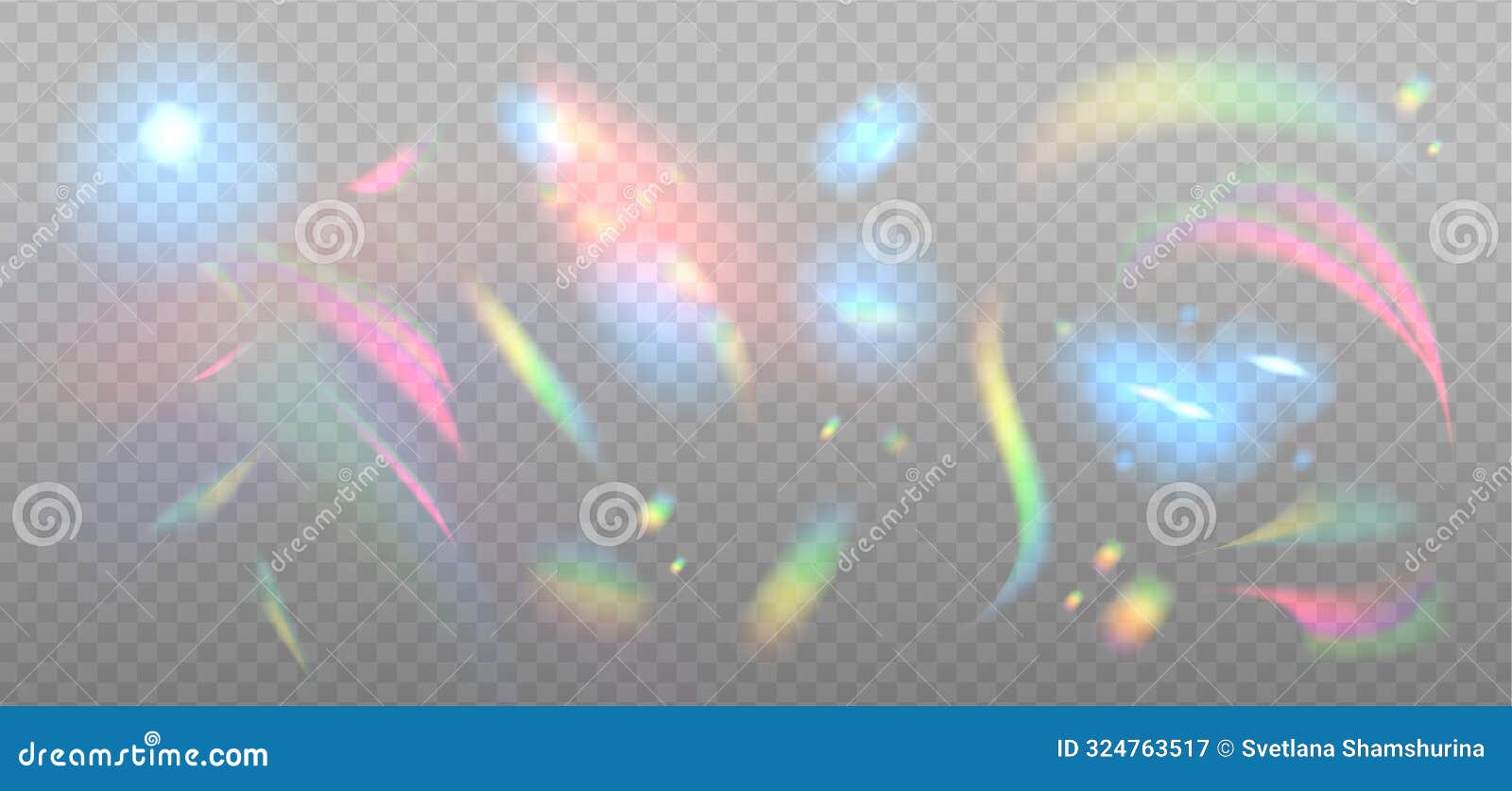 Sparkle Glare Reflection Effect Elements Set. Optical Rainbow Glare ...