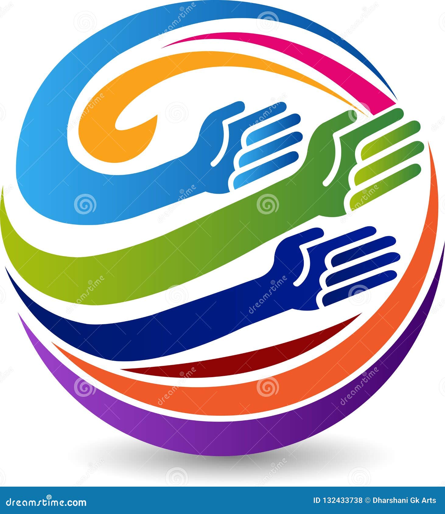 Globe In Two Hands Up, Hands And Helper Blue Hands Logo. Cartoon Vector ...
