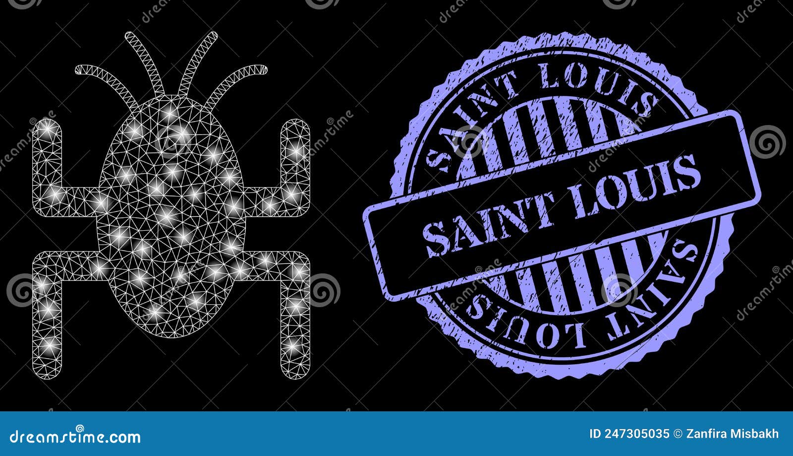 Rubber Saint Louis Badge and Bright Network Bug Tick with Light Spots ... Rubber Saint Louis Badge and Bright Network Bug Tick with Light Spots ...
