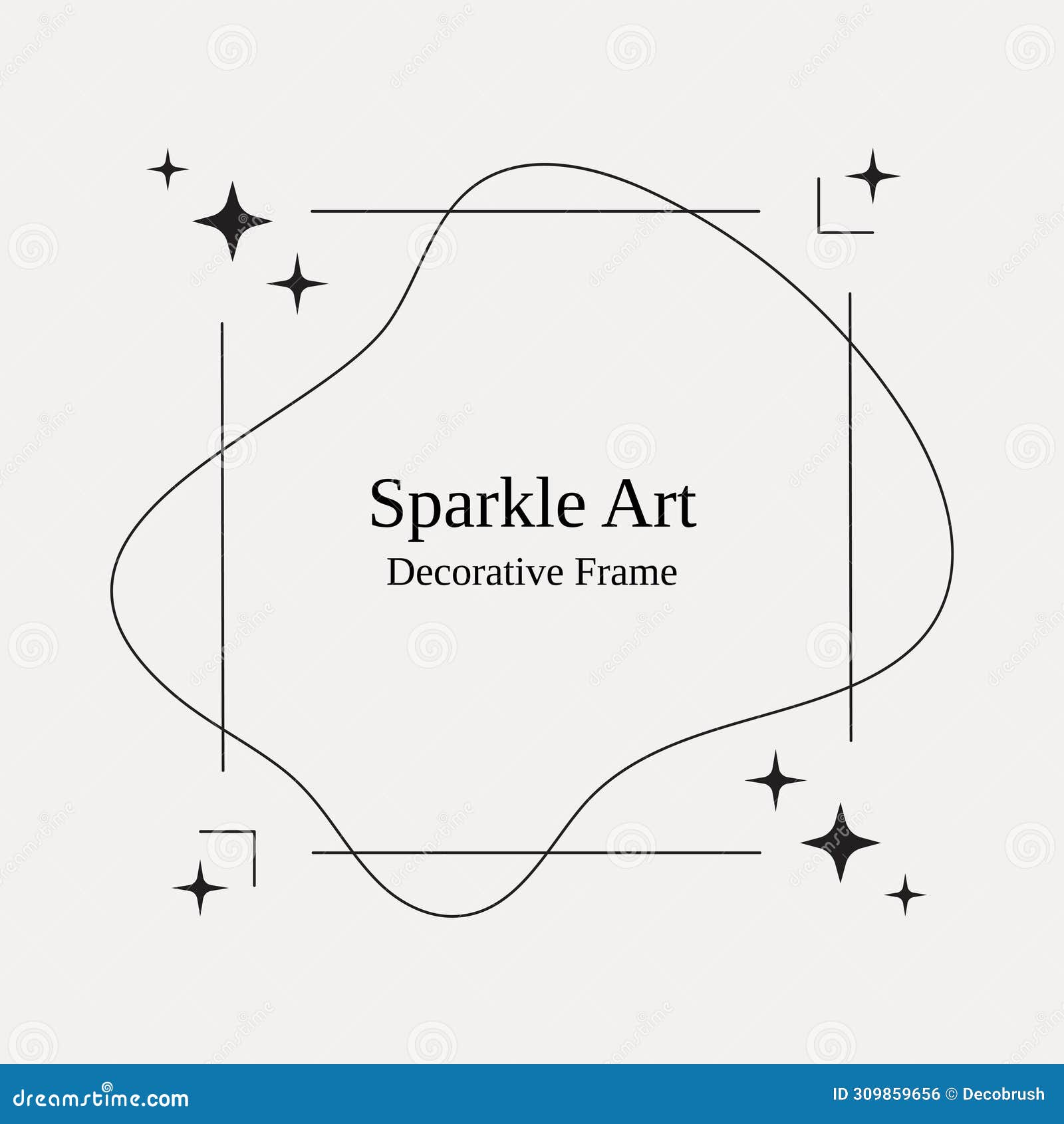 Sparkle Monoline Frame, Minimalistic Square Frame Line Art, Vector ...