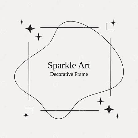 Sparkle Monoline Frame, Minimalistic Square Frame Line Art, Vector ...