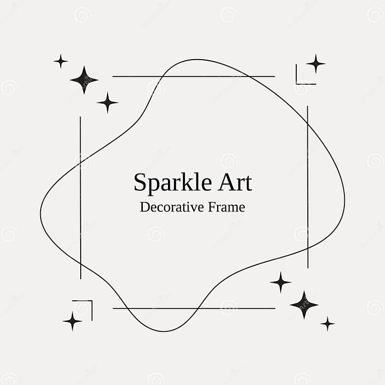 Sparkle Monoline Frame, Minimalistic Square Frame Line Art, Vector ...