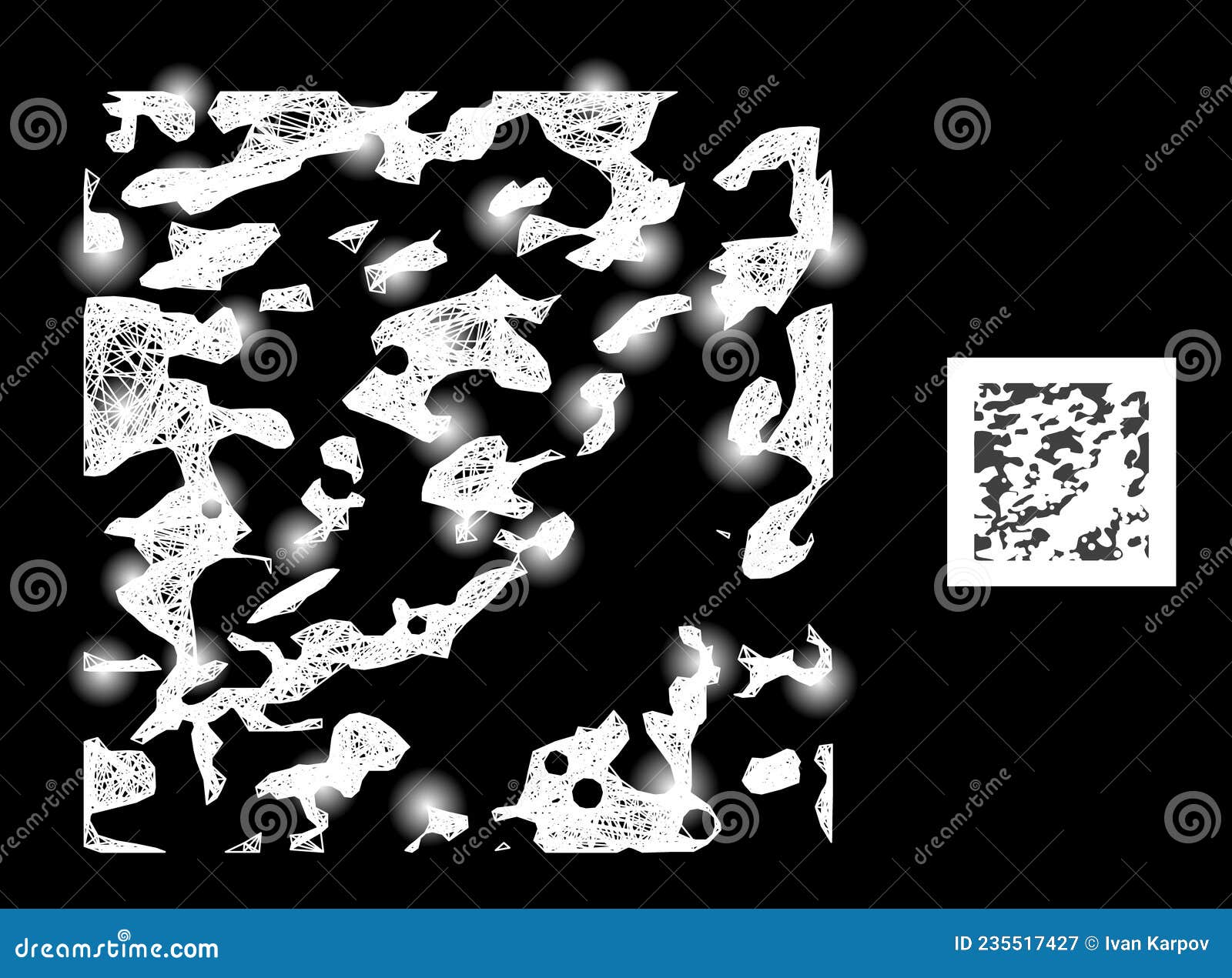 Bright Irregular Mesh Destructed with Light Spots Stock Vector ...