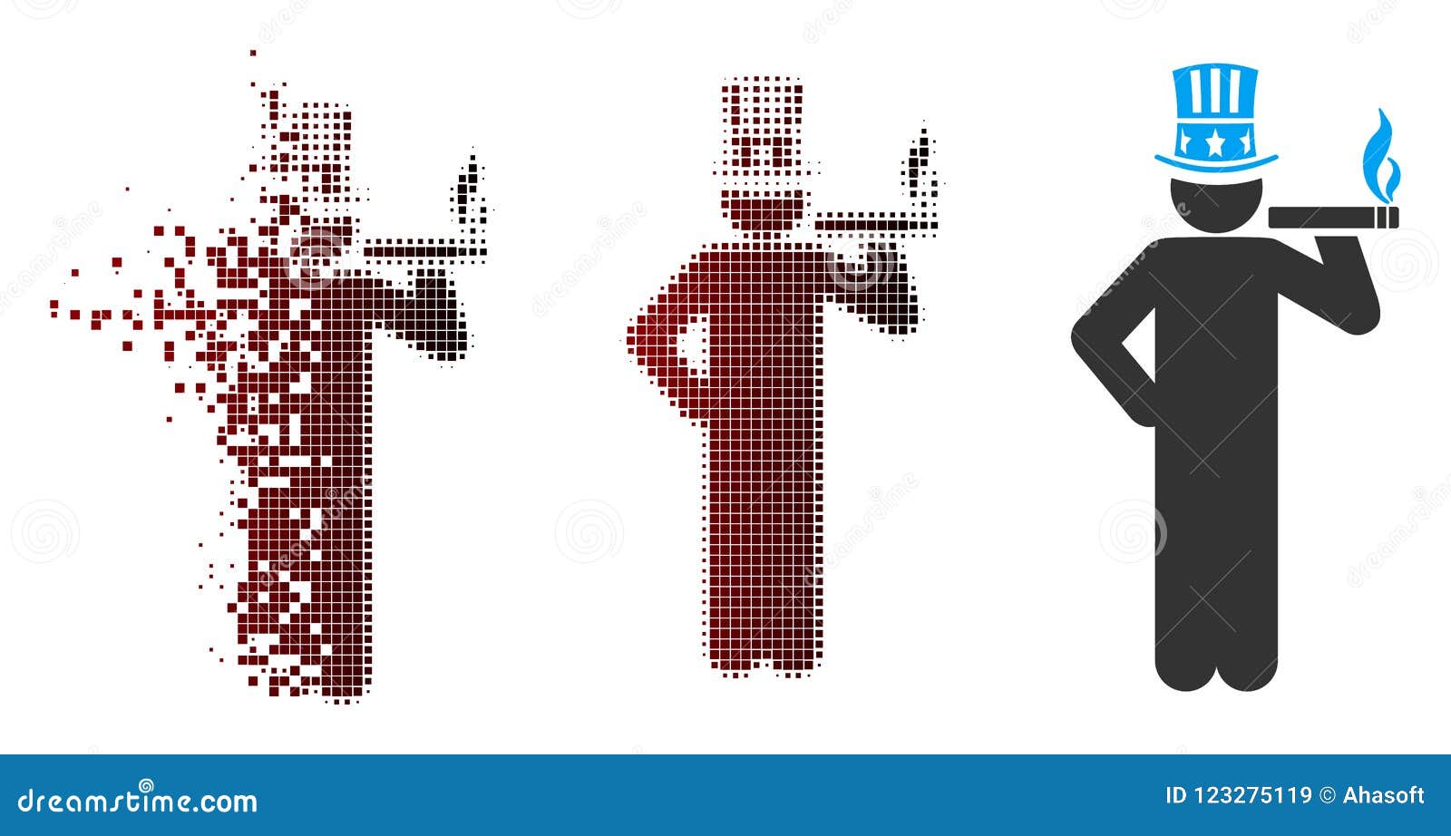 Sparkle Pixel Halftone American Capitalist Icon Stock Vector ...