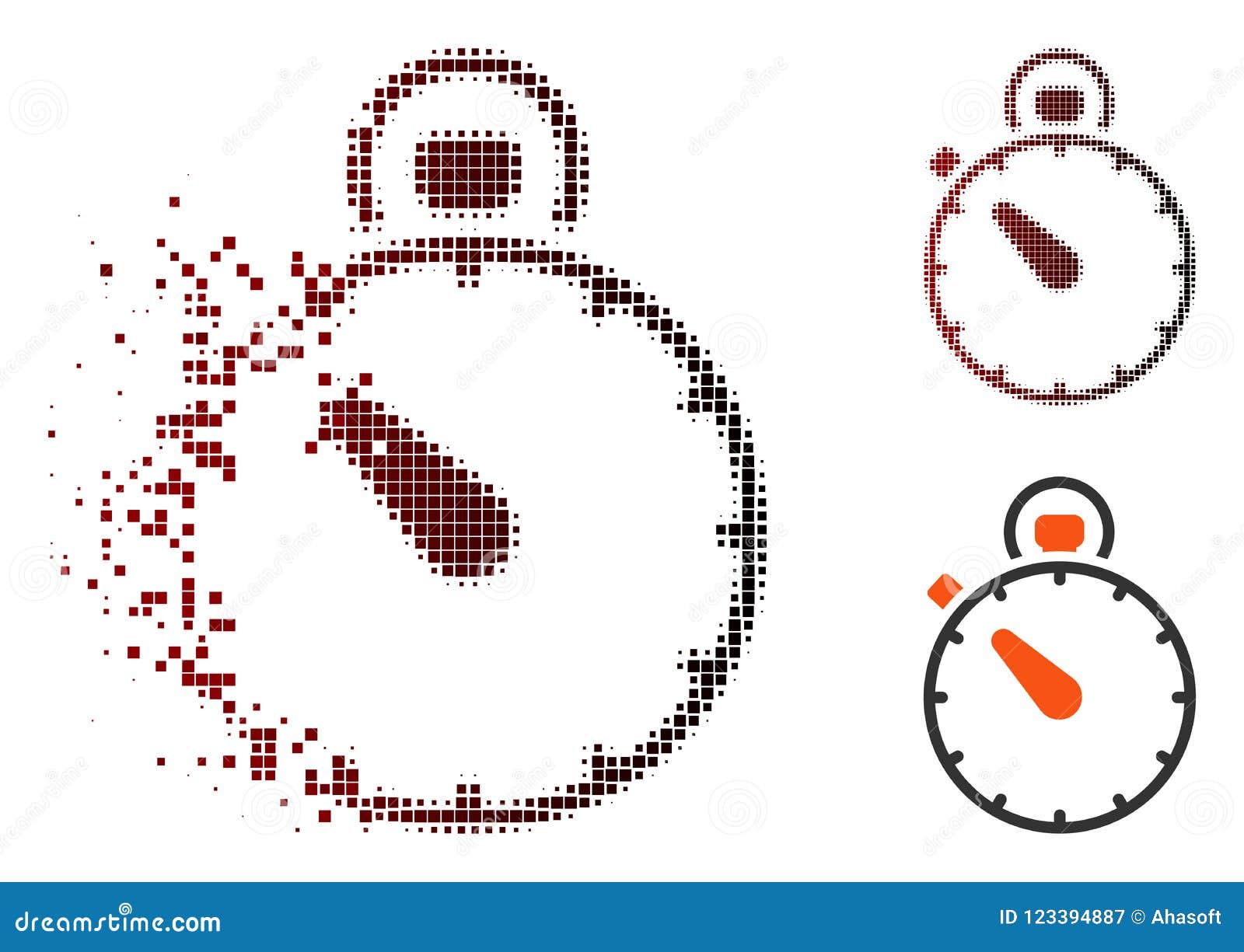 Sparkle Pixel Halftone Stopwatch Icon Stock Vector - Illustration of ...