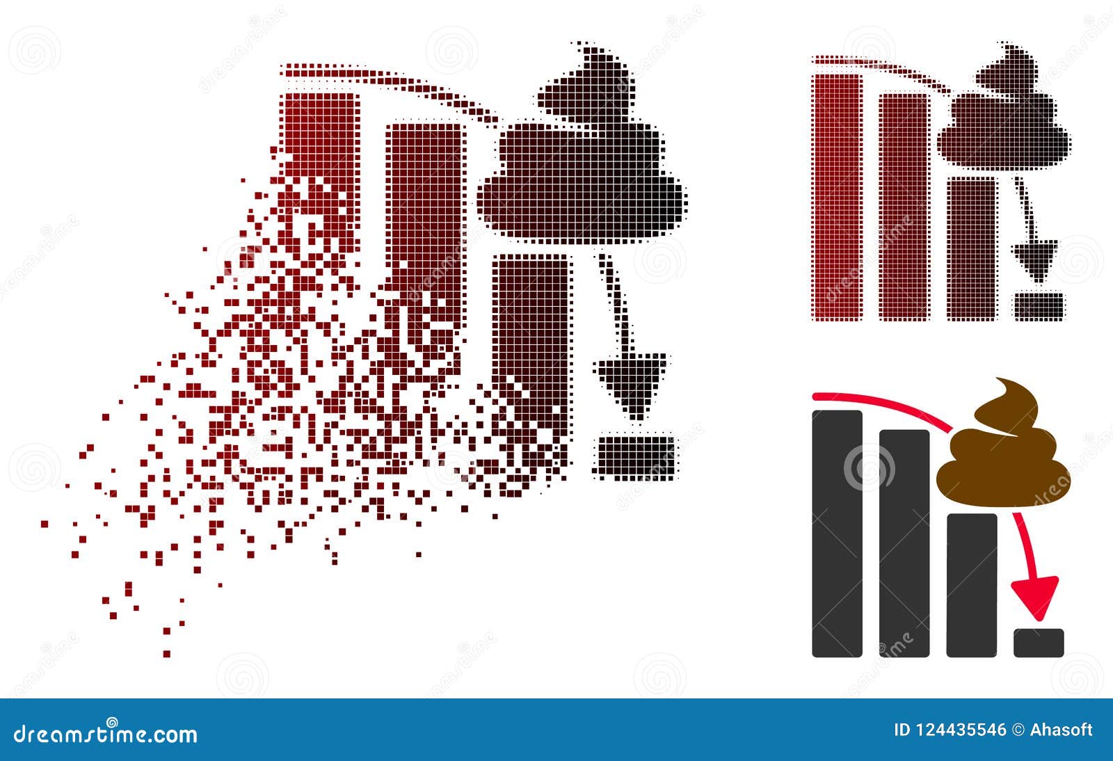 Sparkle Pixelated Halftone Shit Fall Down Chart Icon Stock Vector ...