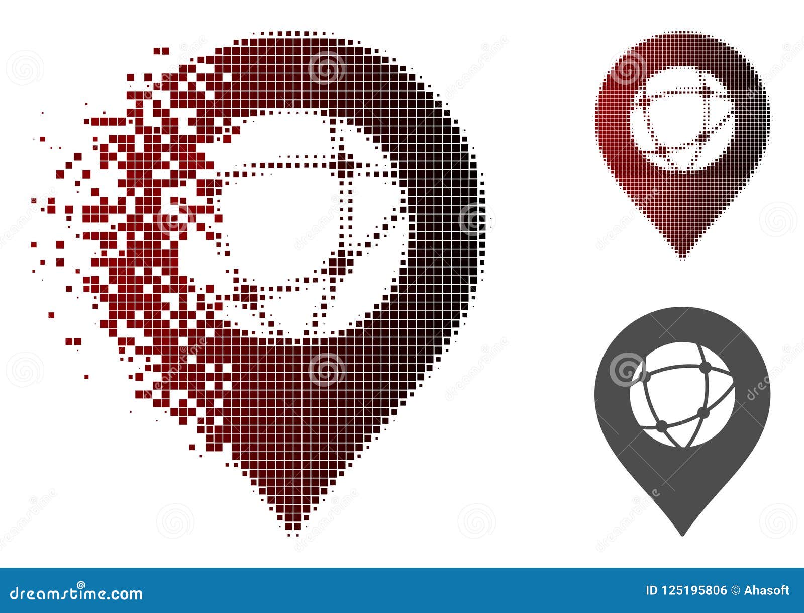 Sparkle Pixelated Halftone Sphere Marker Icon Stock Vector ...