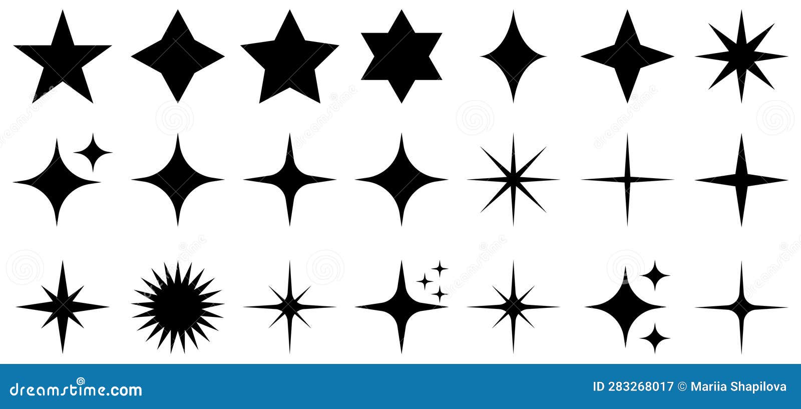Sparkle star icons set stock vector. Illustration of spark - 283268017
