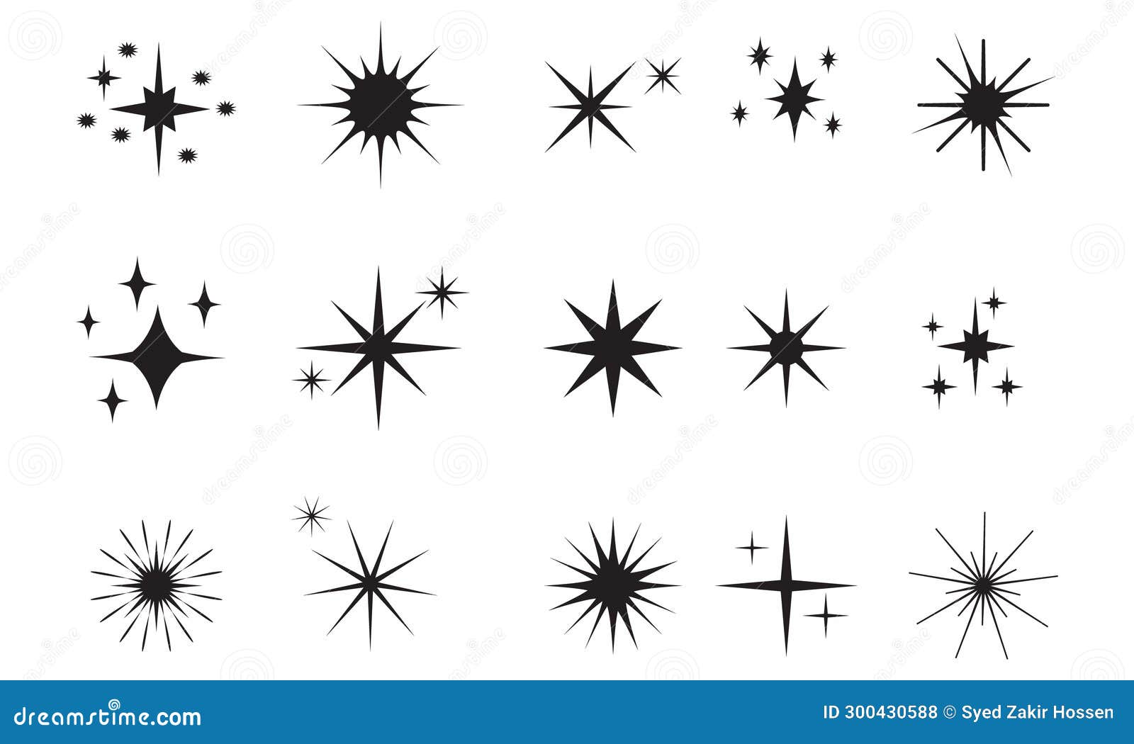 Sparkle Star Vector Icon Collection. Stock Illustration - Illustration ...