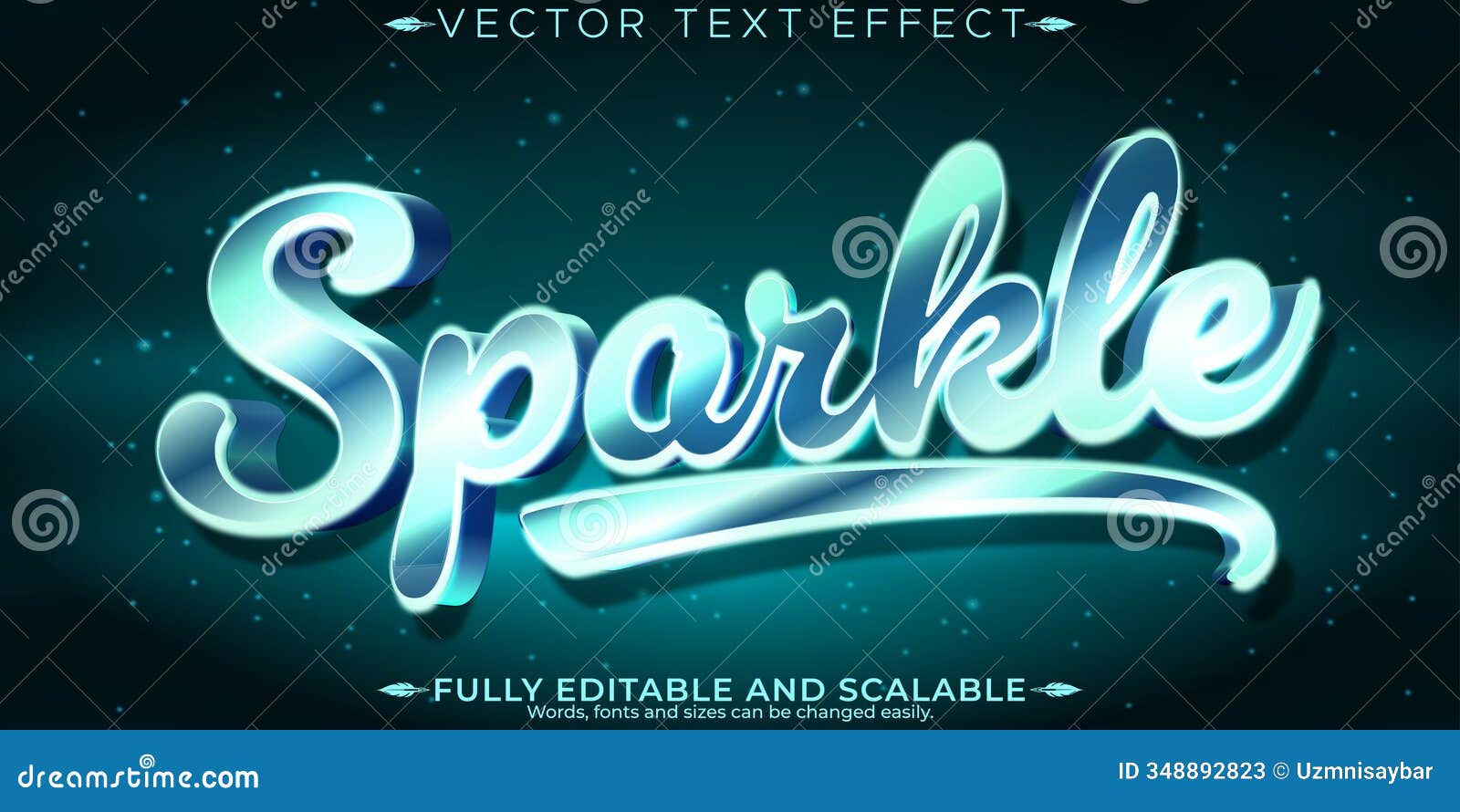Sparkle Text Effect, Editable Shiny and Glow Text Style Stock Vector ...