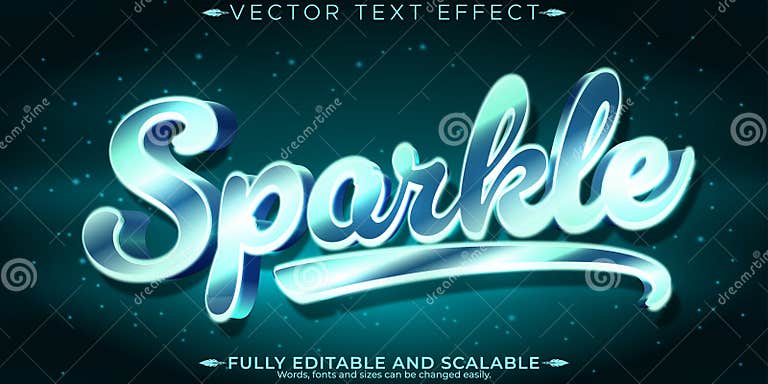 Sparkle Text Effect, Editable Shiny and Glow Text Style Stock Vector ...