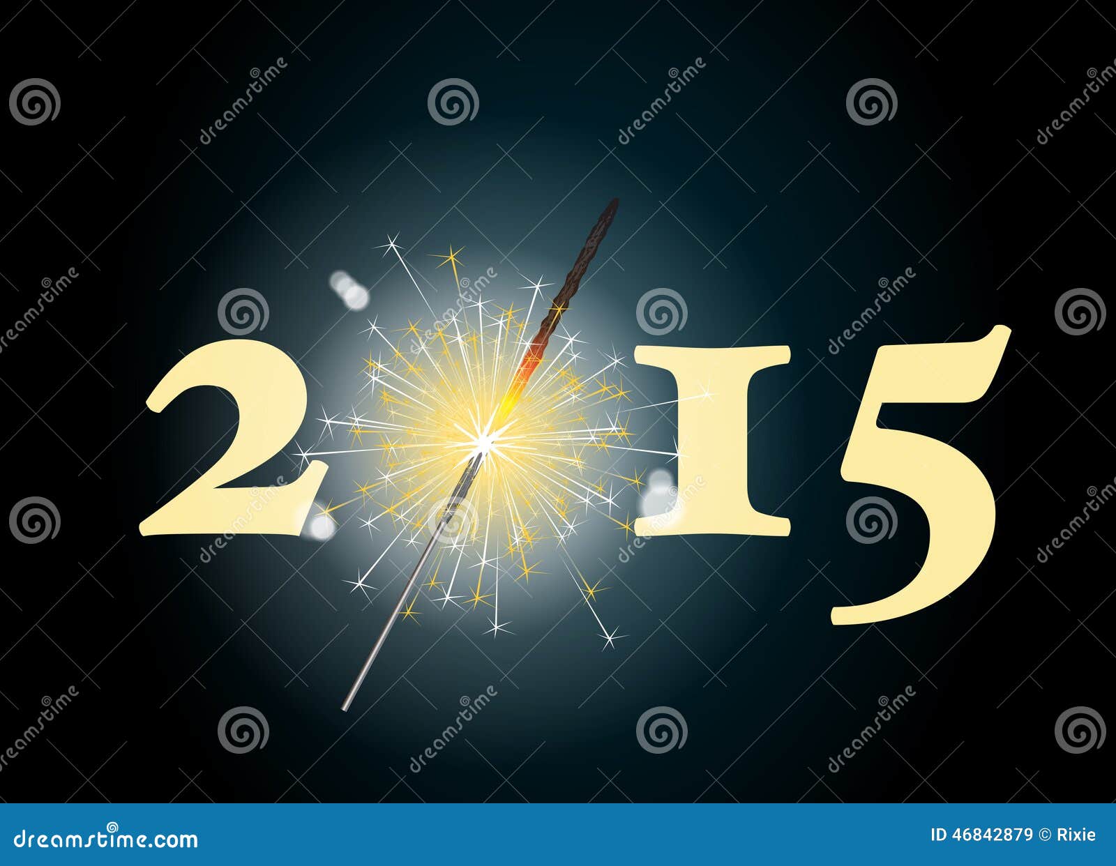 2015 sparkler stock vector. Illustration of night, date - 46842879