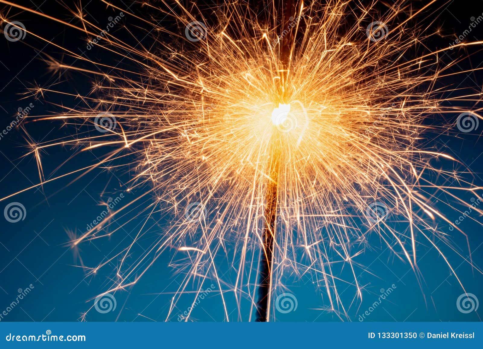 Sparkler on Blue Background Stock Photo - Image of backdrop, spark ...