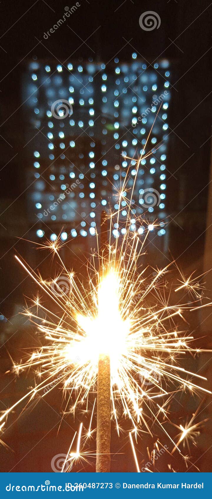 Sparkler on Blue Light Background during Diwali 2022, a Small Firework Which Emits a Shower of ...