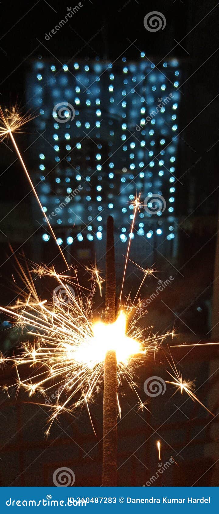 Sparkler on Blue Light Background during Diwali 2022, a Small Firework Which Emits a Shower of ...