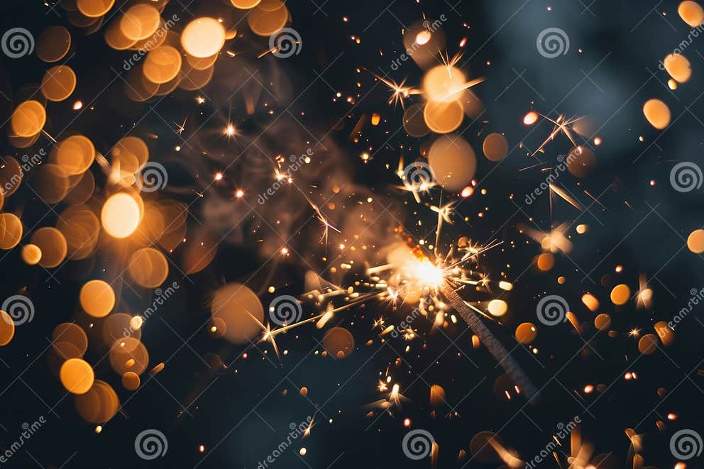 A Sparkler Burns Brightly, Creating a Dazzling Pattern of Light Against ...