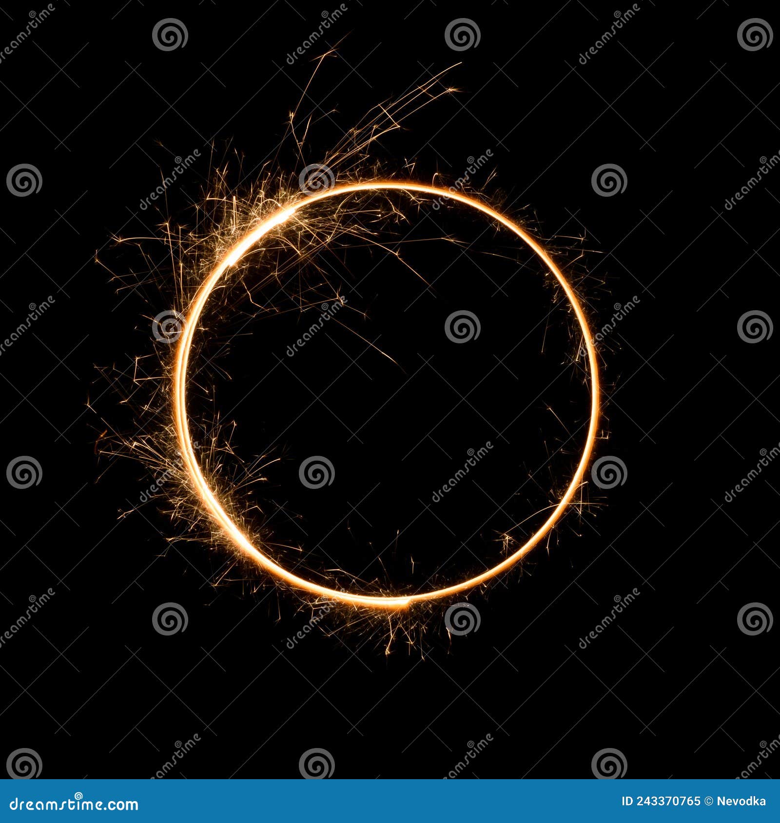 Sparkler Circle Shape. Burning Bengal Fire Round Letter O Number Zero ...