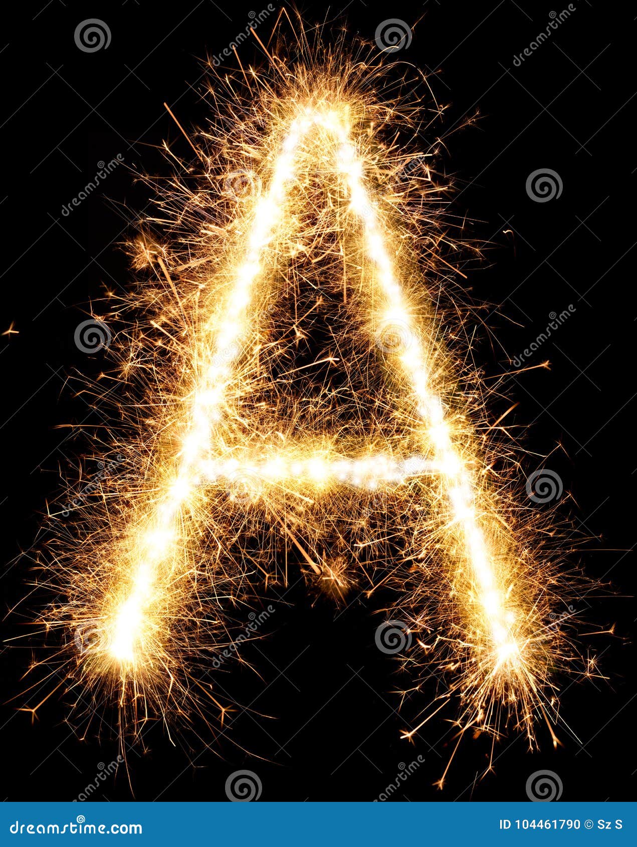 Sparkler Firework Light Alphabet a on Black Stock Photo - Image of ...