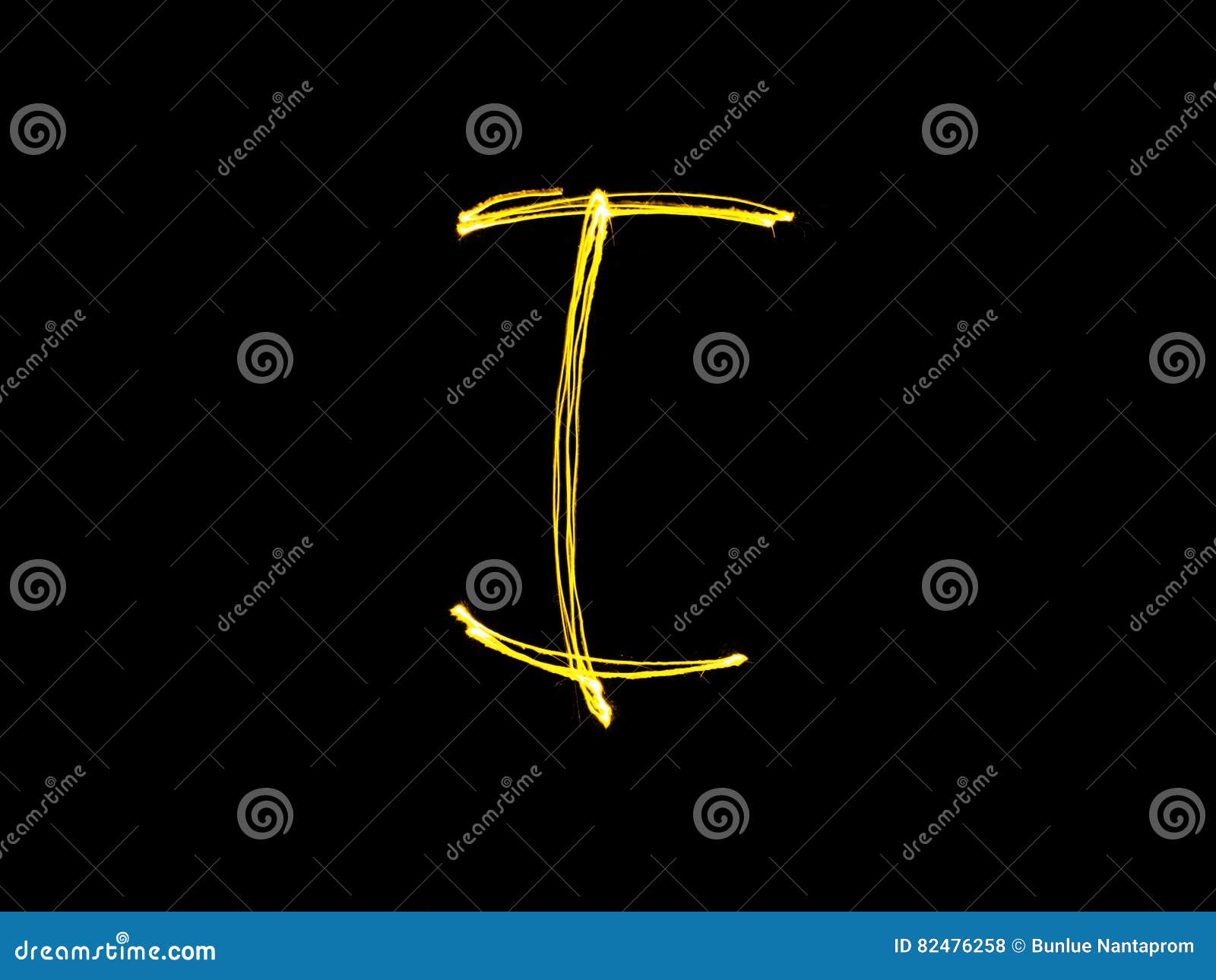 Sparkler Firework Light Alphabet I Capital Letters at Night Ba Stock ...