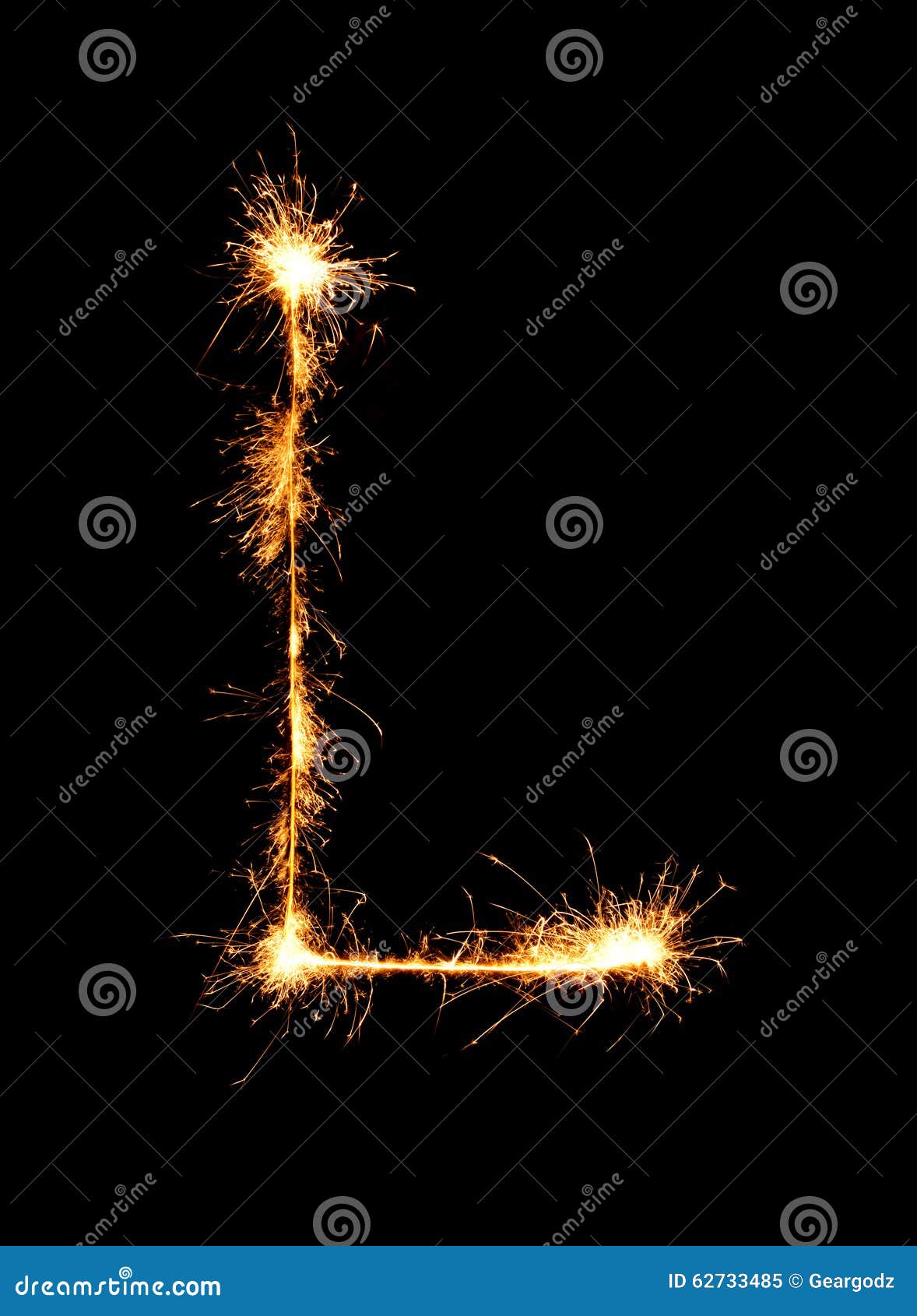 Sparkler Firework Light Alphabet L (Capital Letters) at Night Stock ...