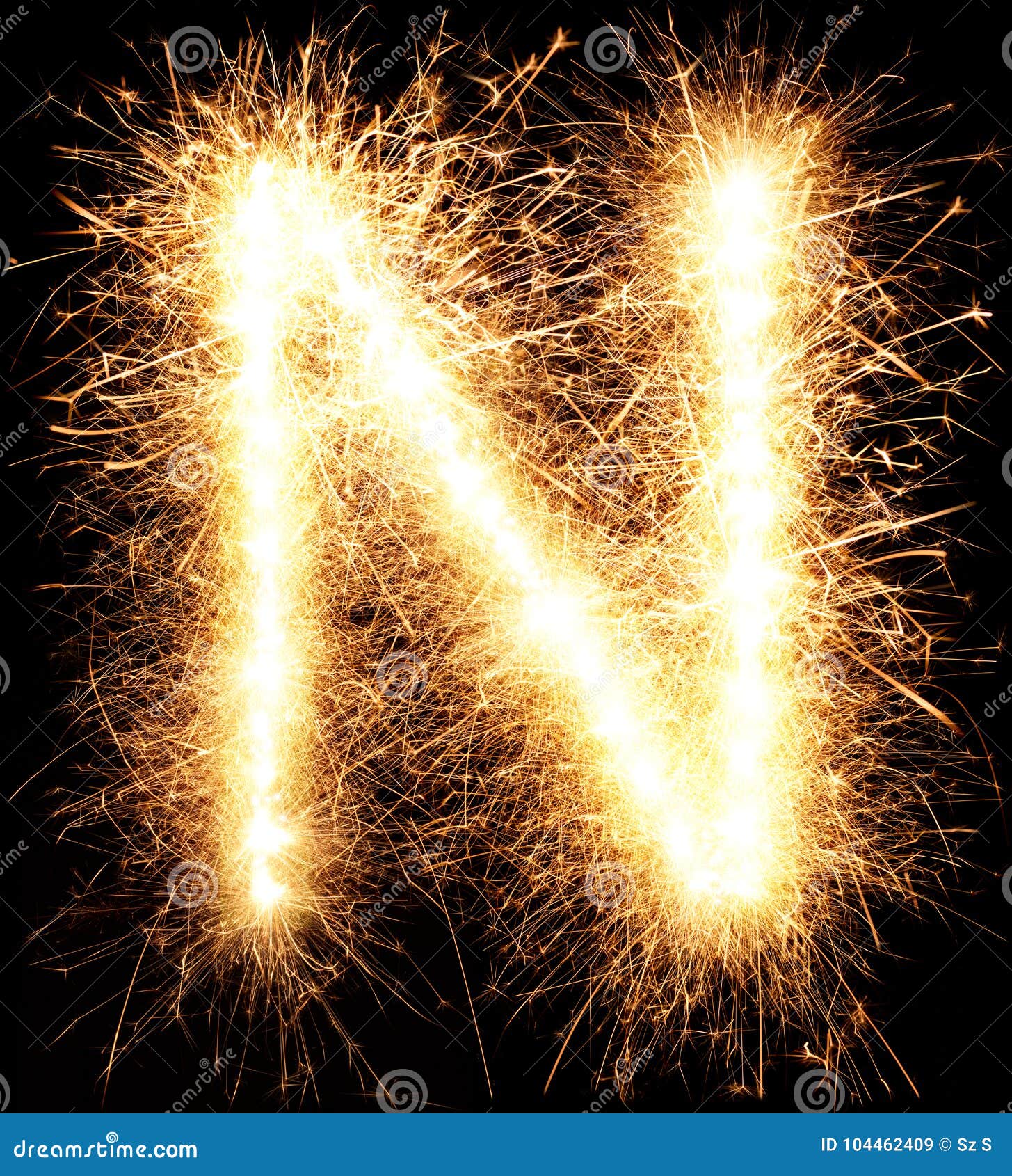 Sparkler Firework Light Alphabet N on Black Stock Image - Image of sign ...