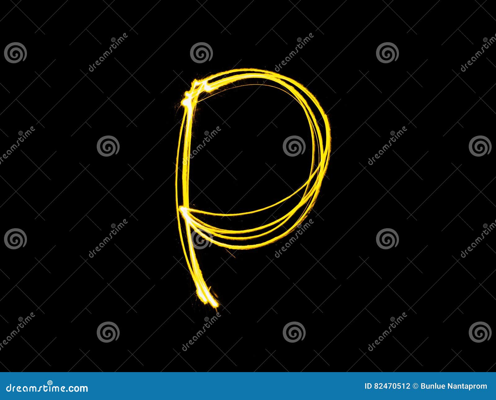 Sparkler Firework Light Alphabet P Capital Letters at Night Ba Stock ...