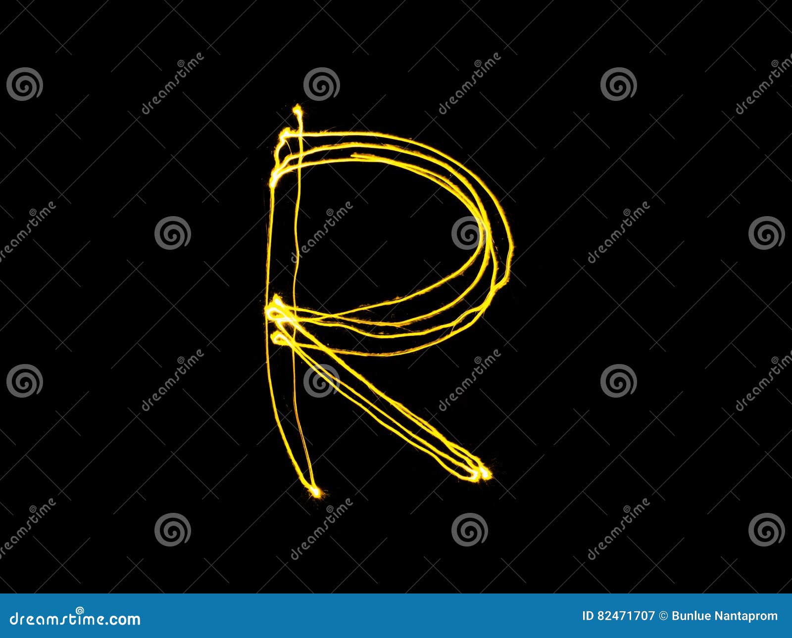 Sparkler Firework Light Alphabet R Capital Letters at Night Ba Stock ...