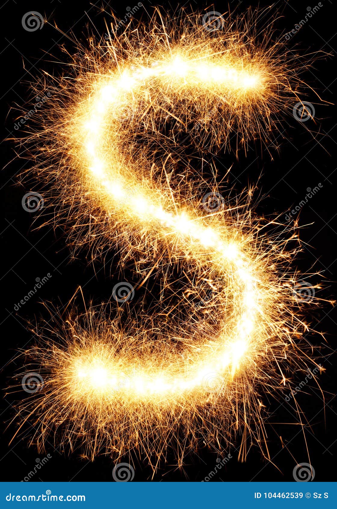 Sparkler Firework Light Alphabet S on Black Stock Image - Image of sign ...