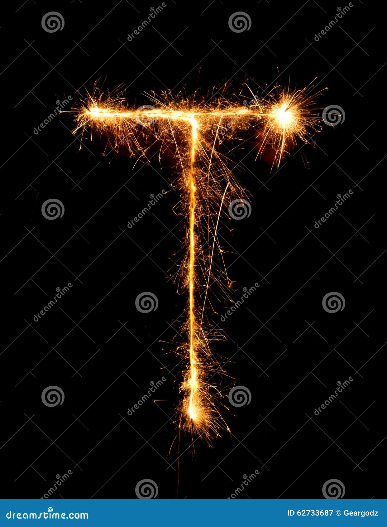 Sparkler Firework Light Alphabet T (Capital Letters) at Night Stock ...