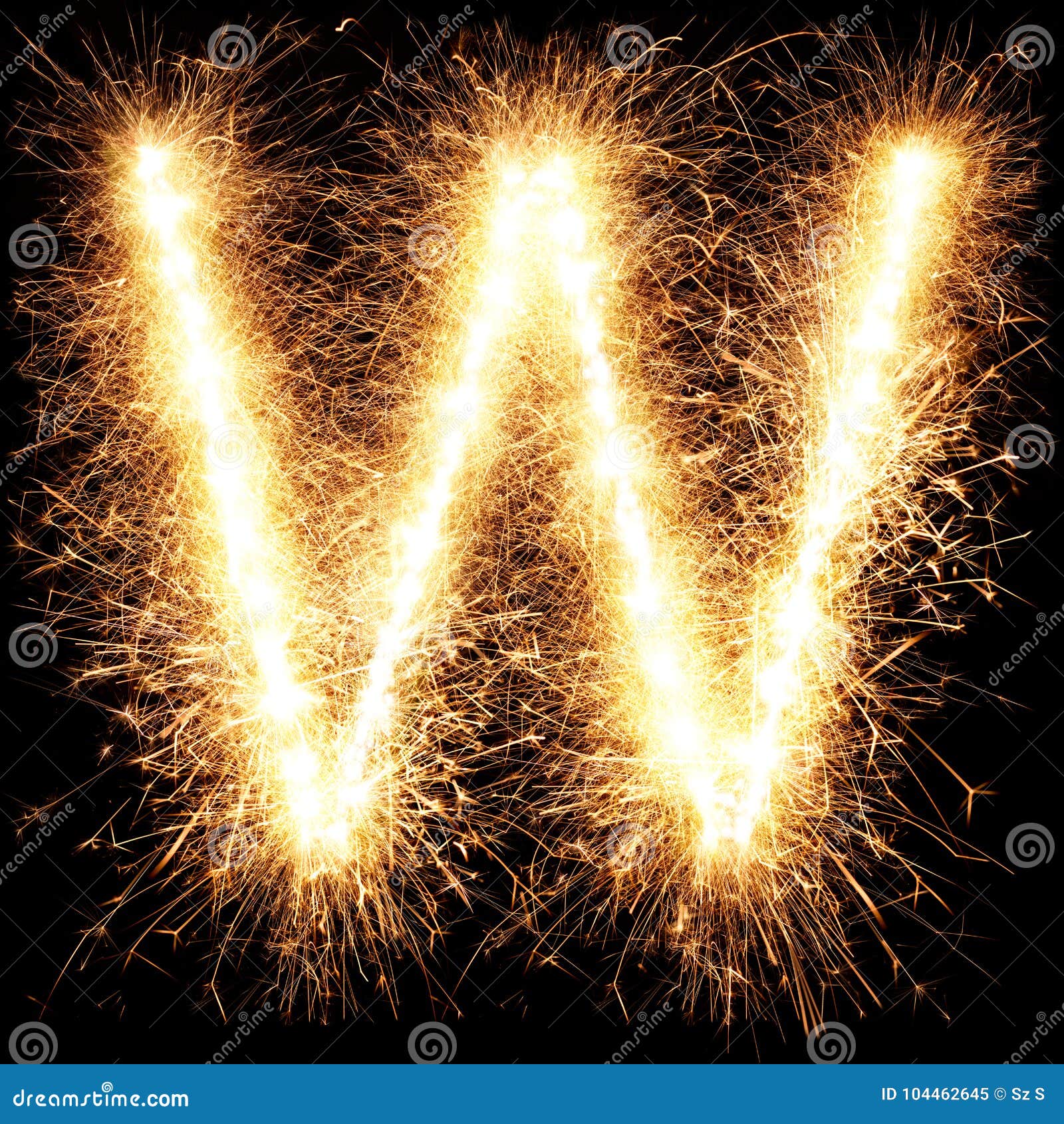 Sparkler Firework Light Alphabet W on Black Stock Image - Image of ...