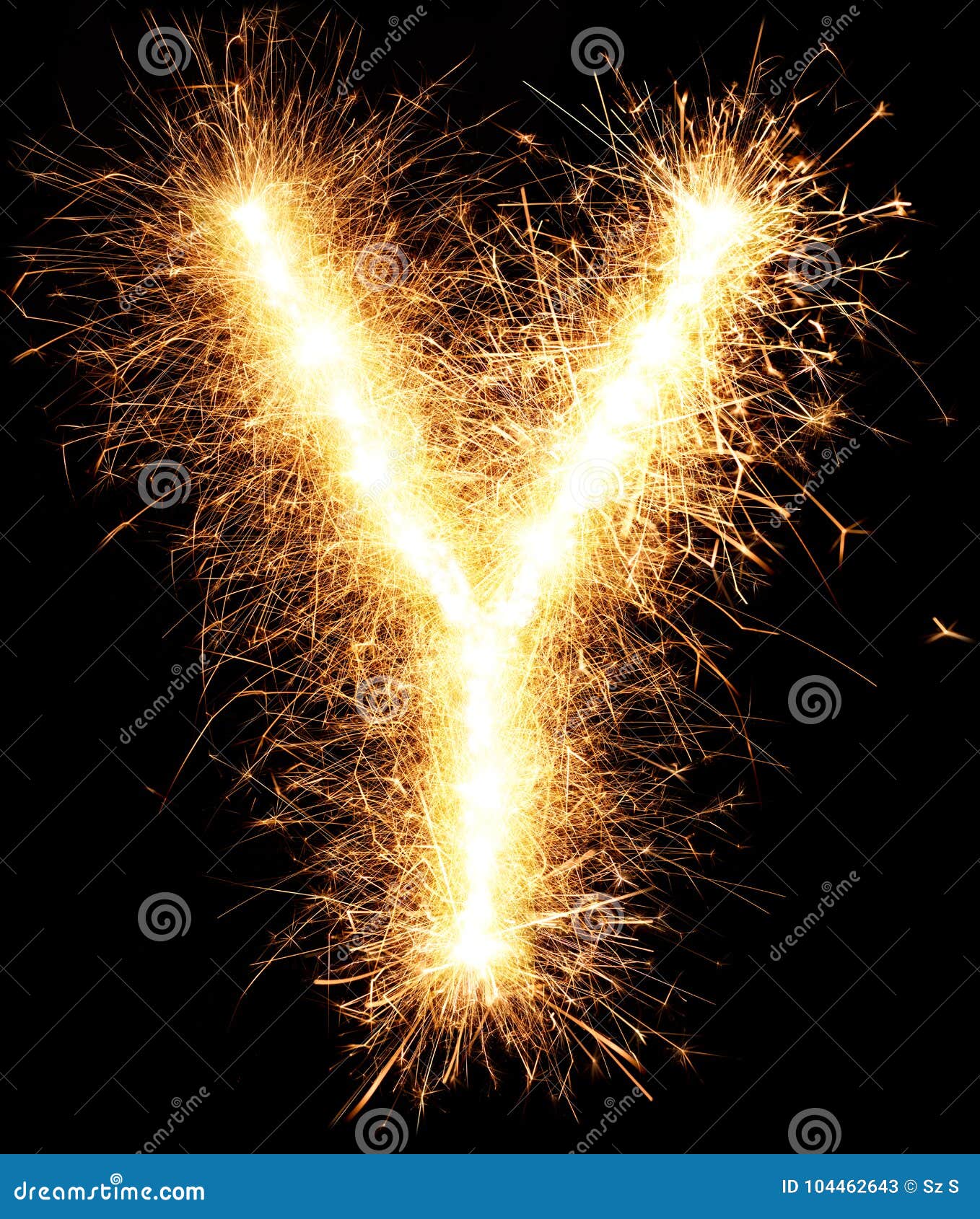 Sparkler Firework Light Alphabet Y on Black Stock Image - Image of ...