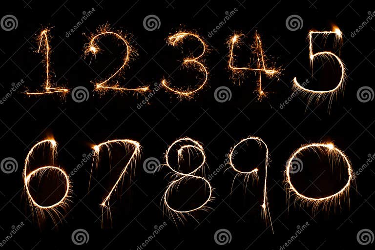 Sparkler Firework Light Number Alphabet Stock Image - Image of letters ...