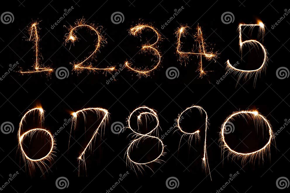 Sparkler Firework Light Number Alphabet Stock Image - Image of letters ...