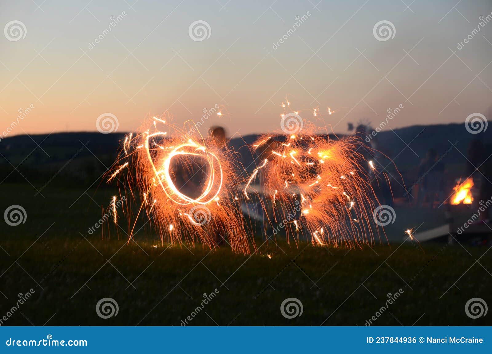 Sparkler Fun for Children at Summer Bonfire Stock Photo - Image of ...