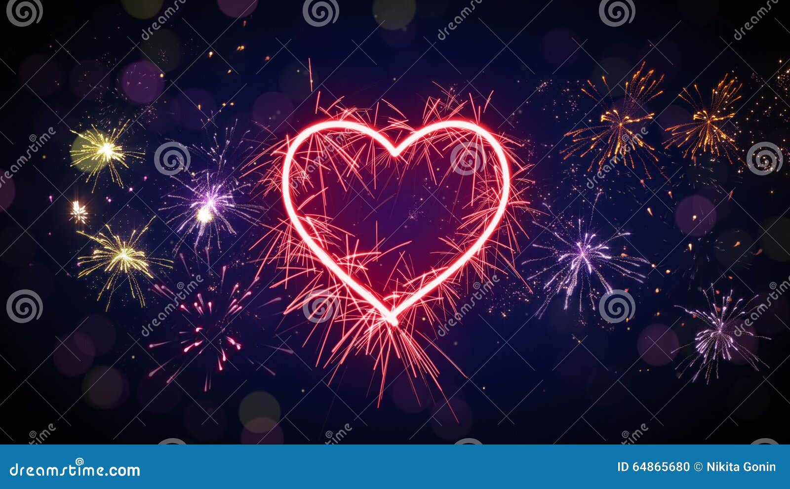 Sparkler Heart Shape and Fireworks Loop Animation 4k (4096x2304) Stock ...