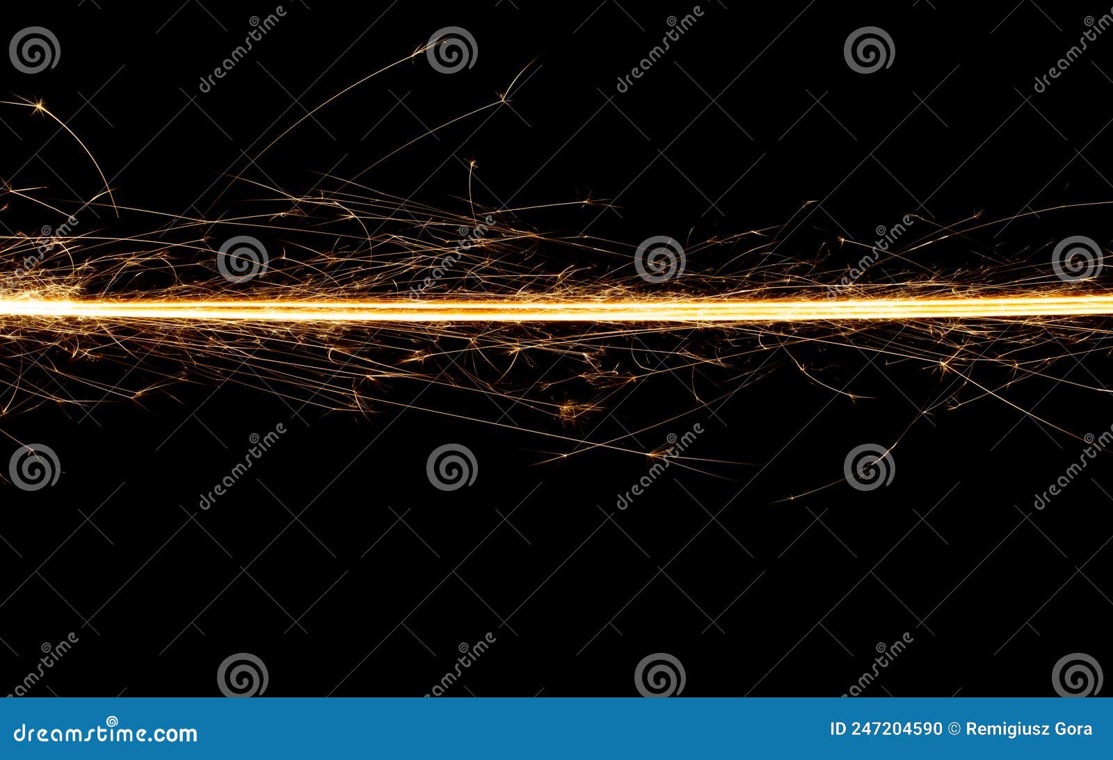 Sparkler Trail of Light with Sparks in a Straight Line Stock Photo ...
