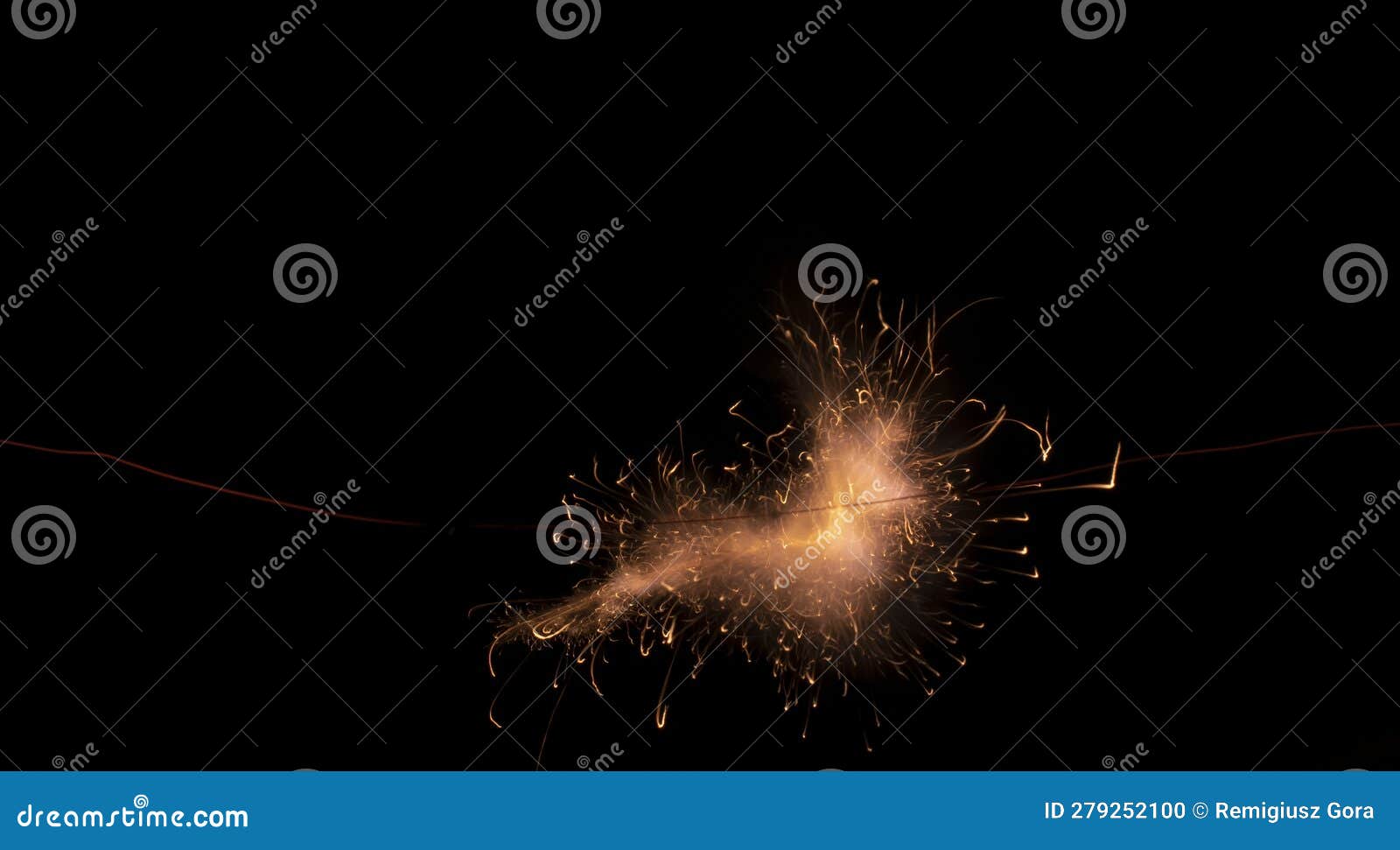Sparkler Trail of Light with Sparks in a Straight Line Stock Photo ...
