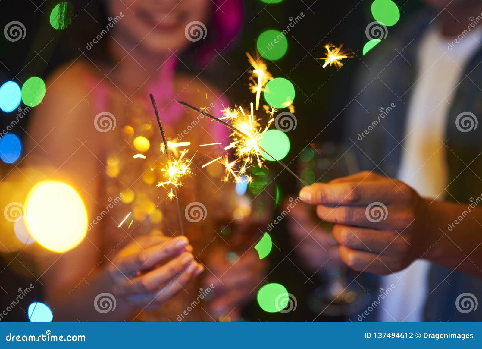 Sparklers at party stock photo. Image of closeup, festival - 137494612