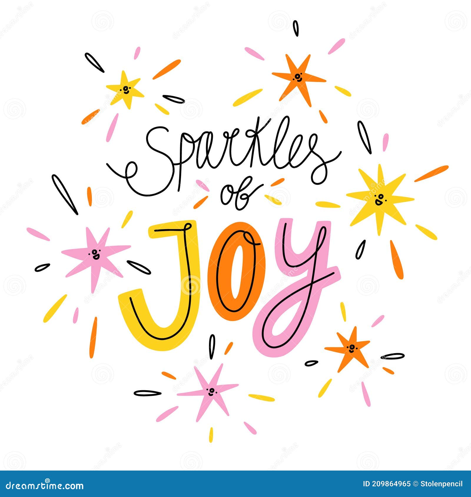 Sparkles of Joy, Colorful Vector Lettering Illustration Stock Vector ...