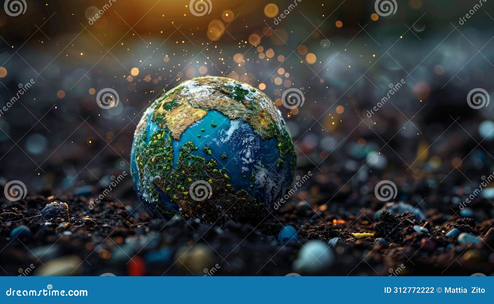 Sparkles and Particles Over the Planet Earth Stock Photo - Image of ...