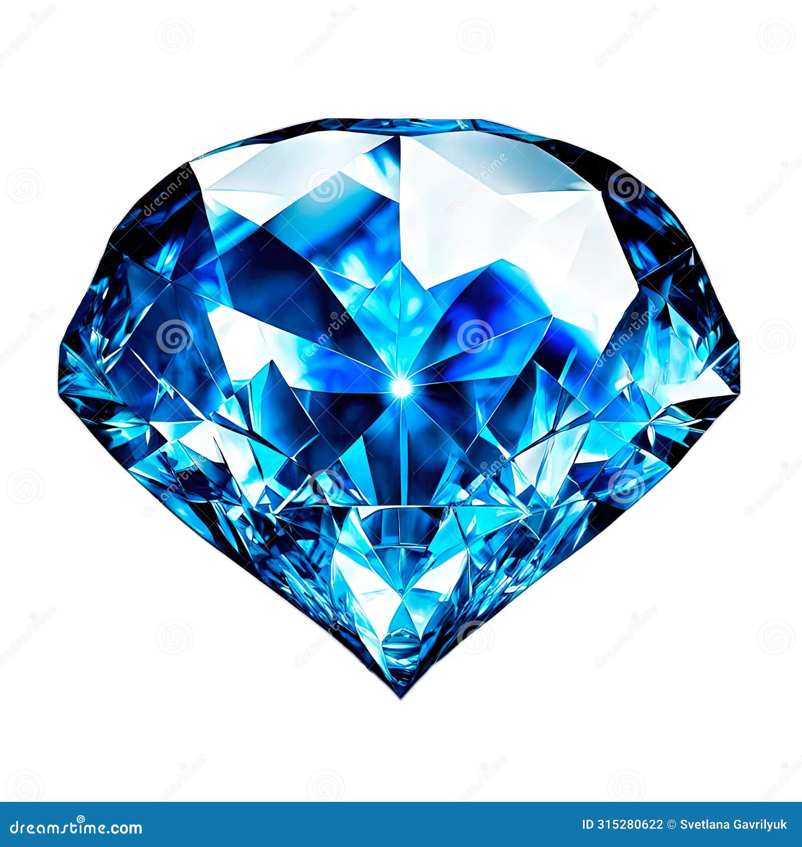 Sparkling Blue Diamond on a White Background Isolated Stock ...