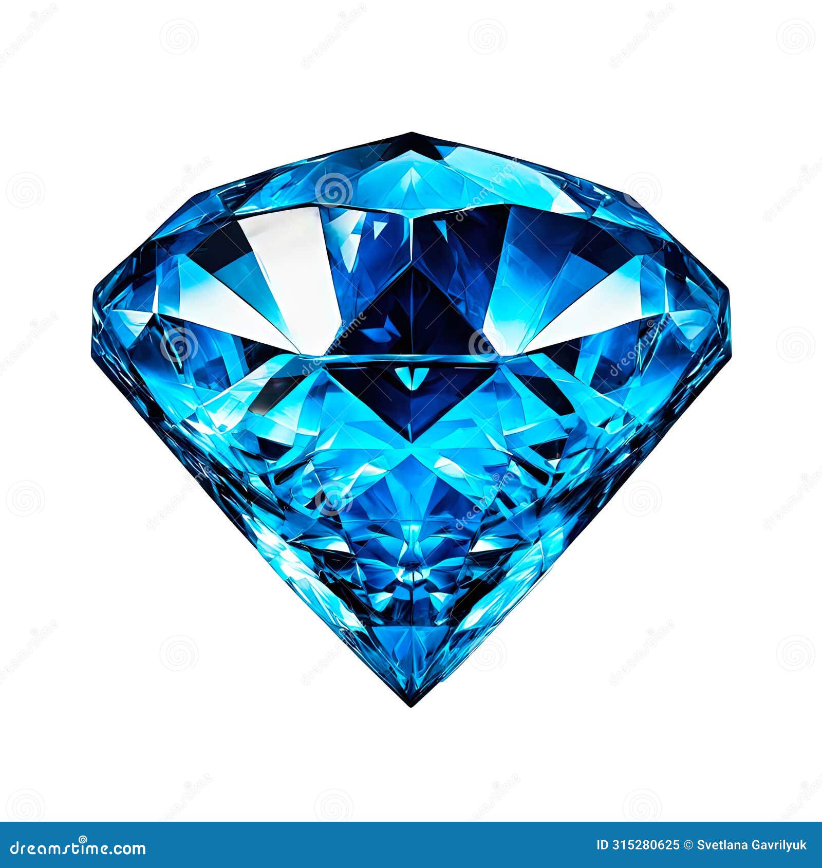 Sparkling Blue Diamond on a White Background Isolated Stock ...