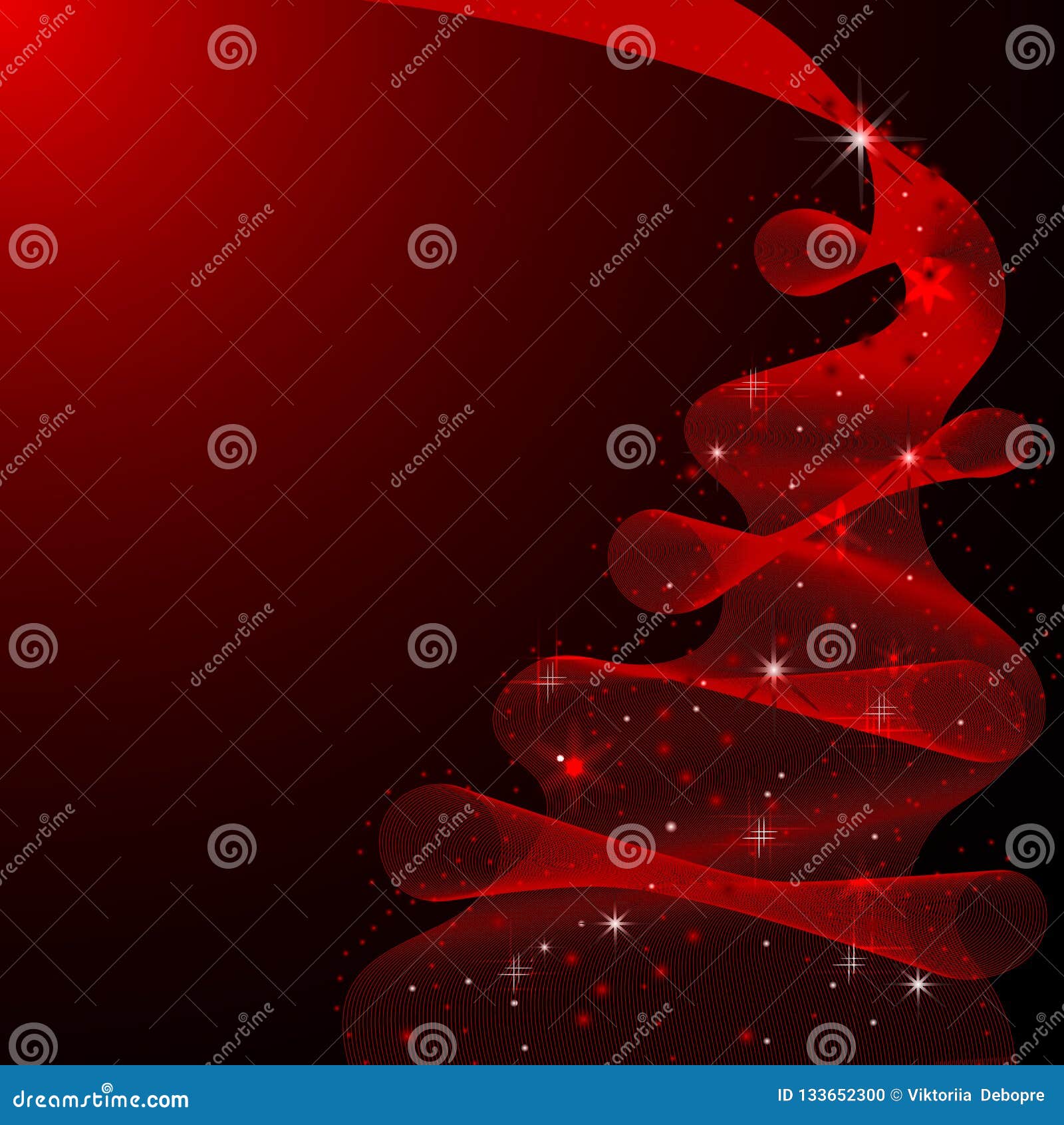 Sparkling Christmas Tree Made of Wave Flow. Stock Vector - Illustration ...