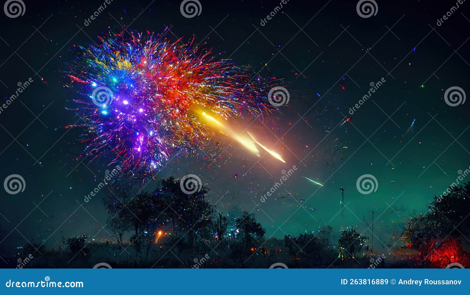 Sparkling Color Fireworks. AI Generated Stock Illustration - Illustration of spark, closeup ...